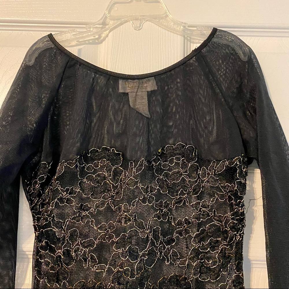 Vintage Victoria’s Secret Sheer Black Bodysuit Gold L… - Gem